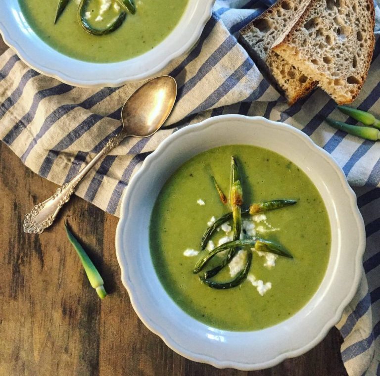 Farmers Market Garlic Scape Soup | The Lemon Apron